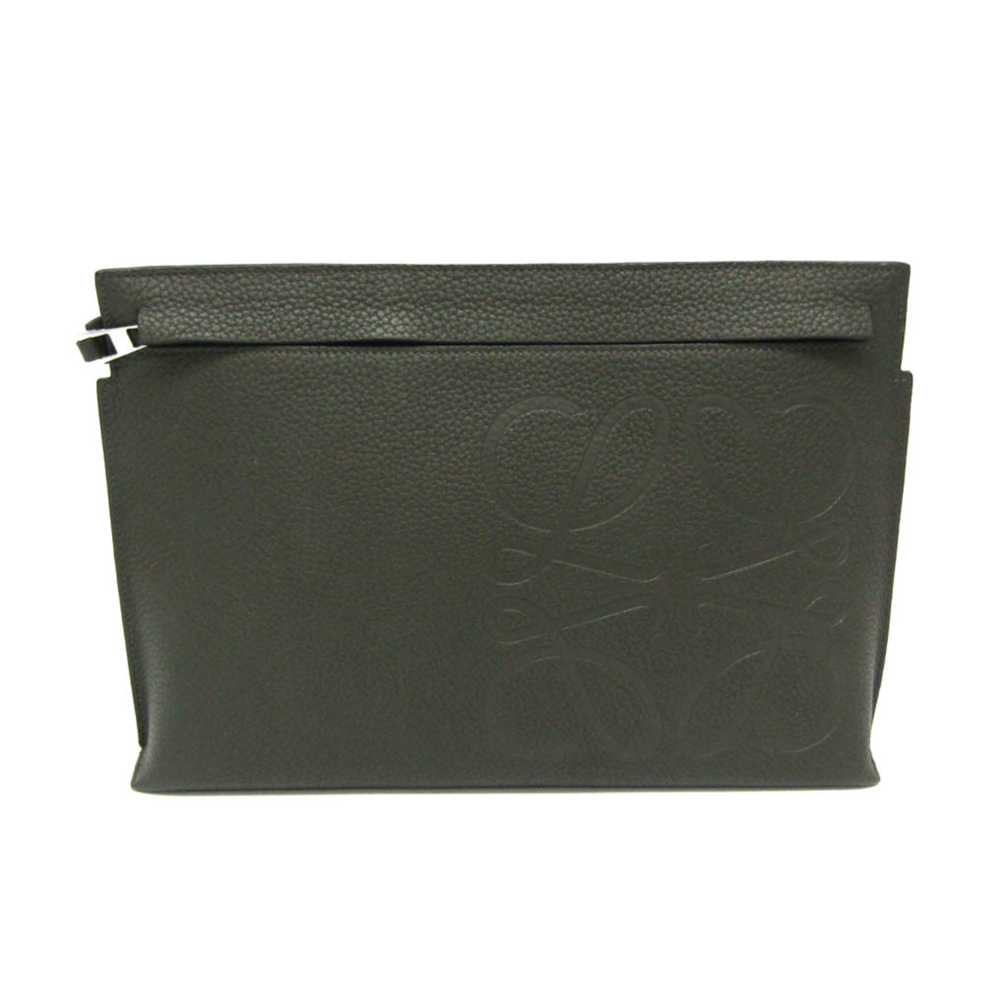 Pre-Owned Loewe Anagram Men,Women Leather Clutch Bag,Pouch Khaki (Good ...