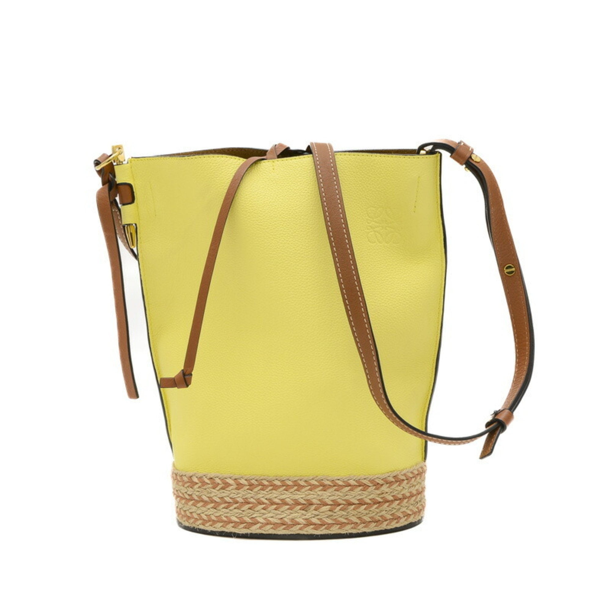 Pre-Owned Loewe Gate Bucket Shoulder Bag in Soft Grain Calfskin Yellow ...