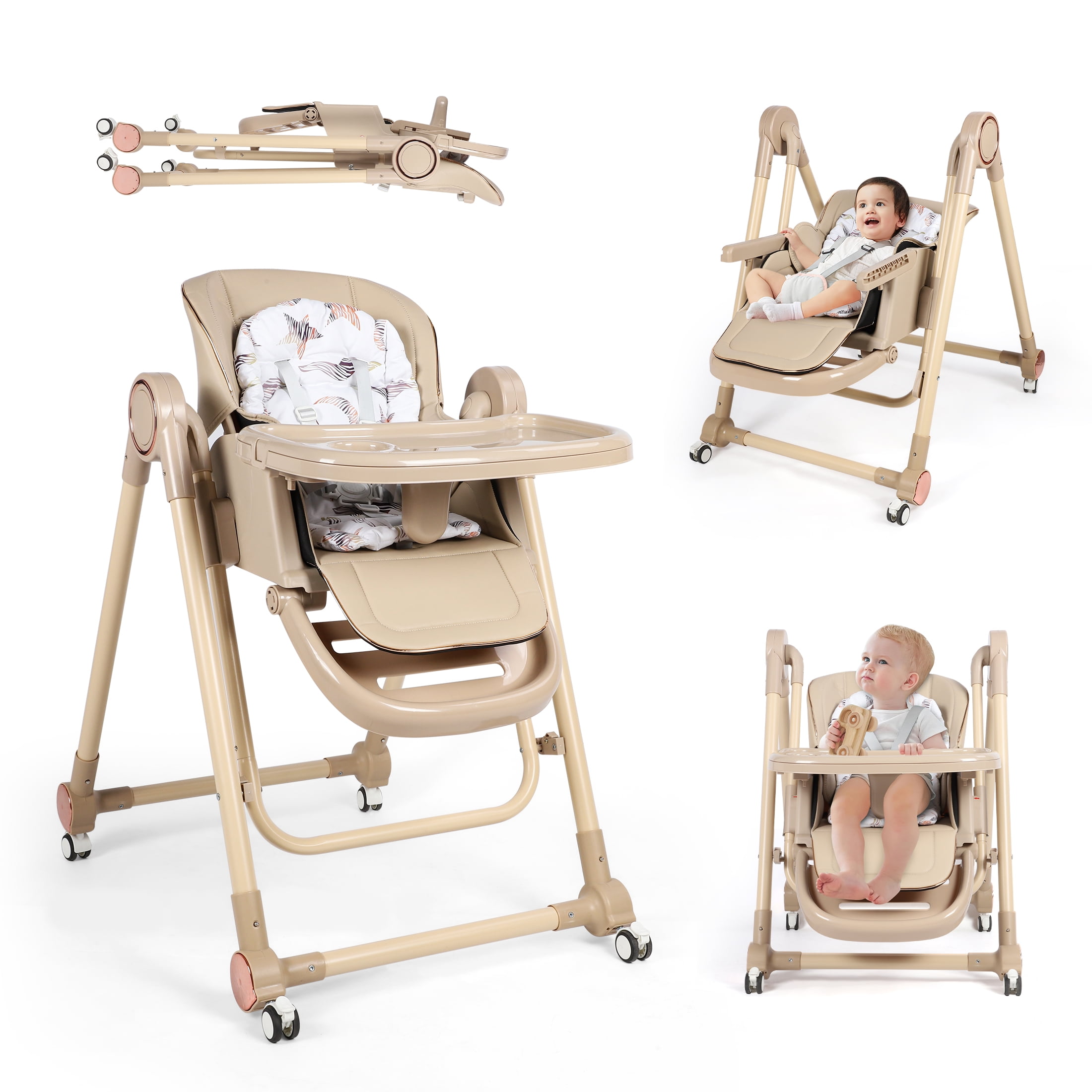 Loewten 3-in-1 Baby High Chair,Convertible Baby Swing,Foldable Infant ...