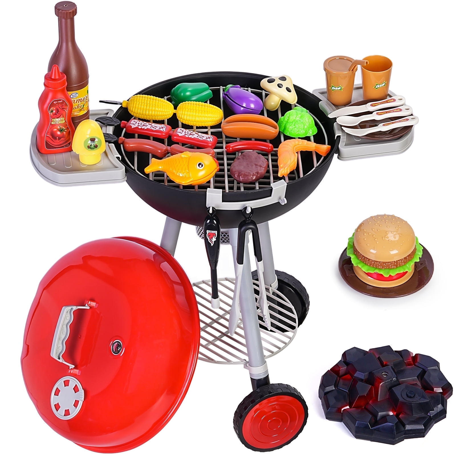 Loewten 32 Pcs BBQ Play Set, Kids Kitchen Playset Cooking Toy Set ...