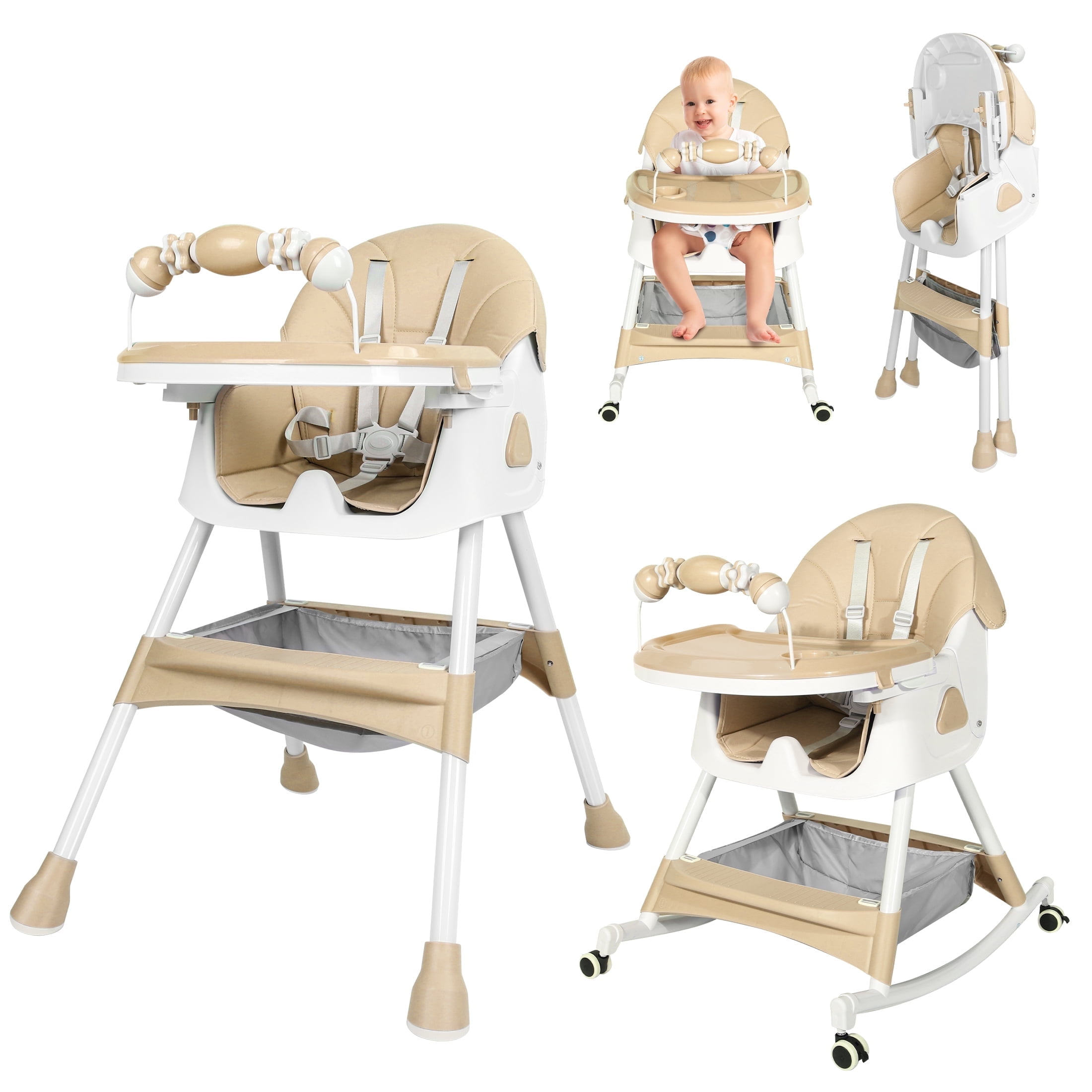 Loewten 4-in-1 Baby High Chair,Portable Folding Dining Chairs with ...