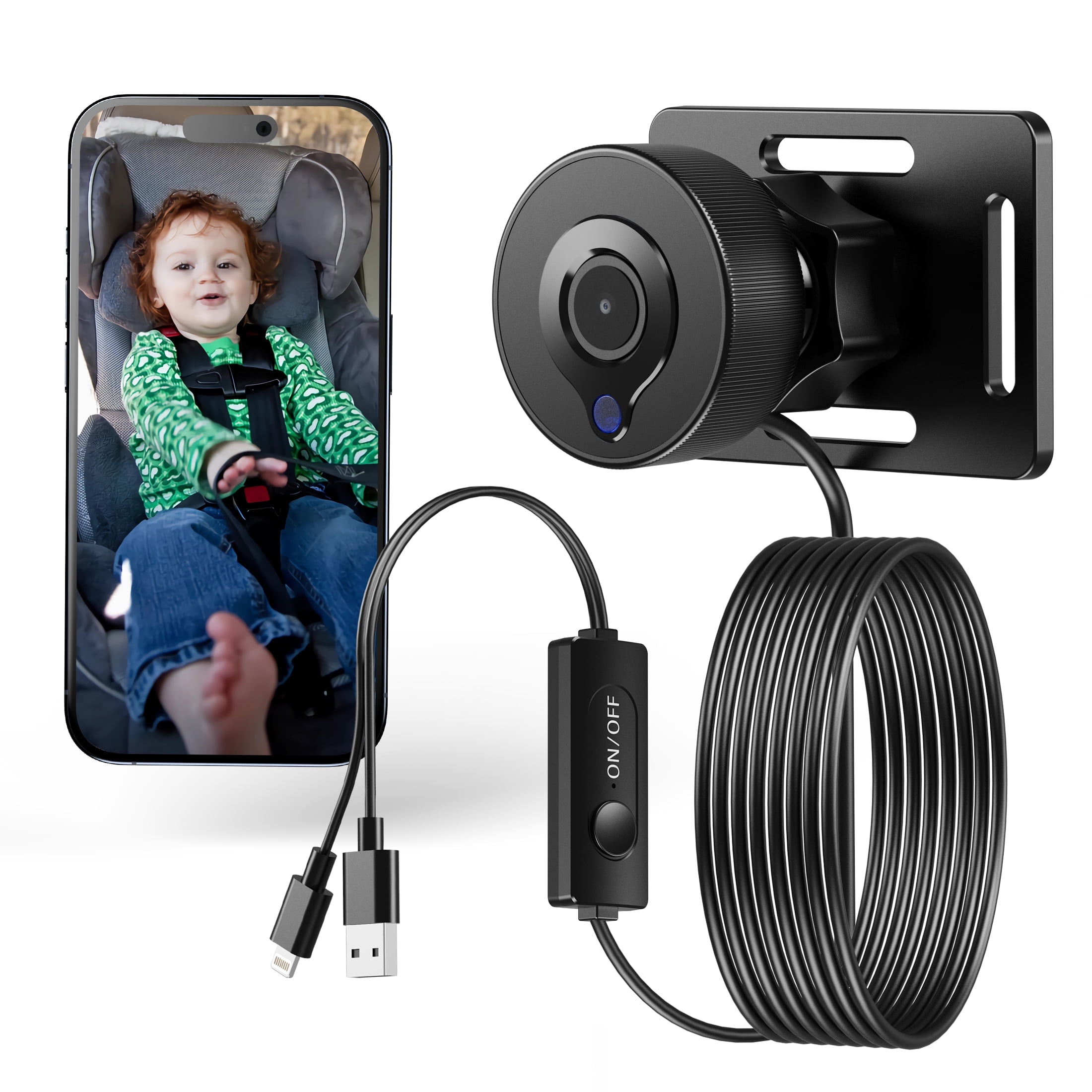 Loewten Baby Car Monitor with Camera, 1080P Night Vision, 360° Rotation ...
