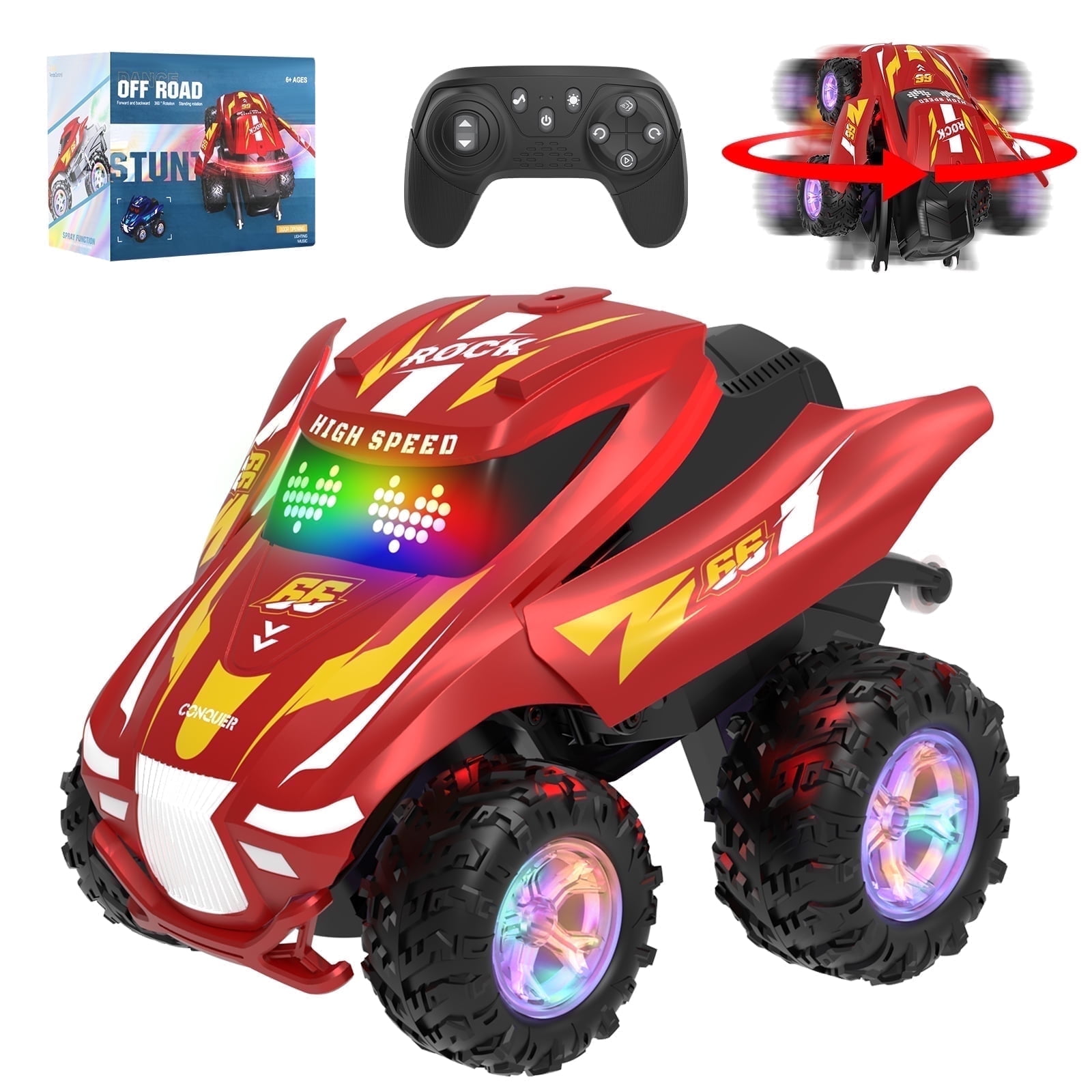 "Loewten Remote Control Car, RC Stunt Car with Spray, Colorful Lights ...