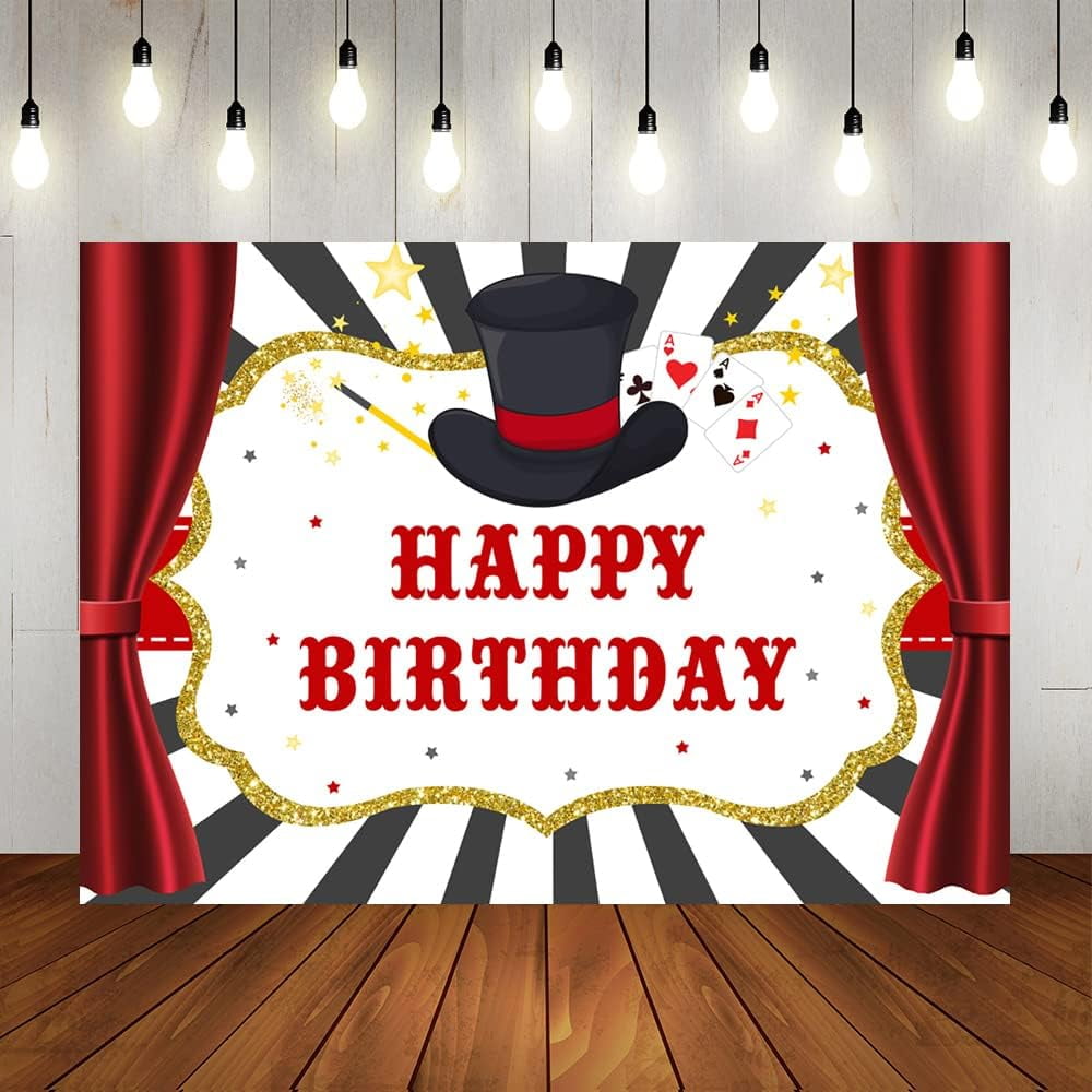 Lofaris 7x5ft Magic Show Happy Birthday Backdrop for Boy Girl Porker ...