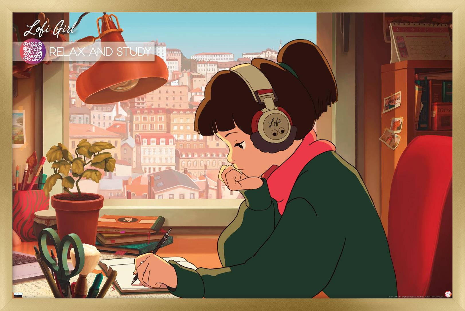 Lofi Girl - Relax and Study Wall Poster, 14.725" x 22.375" Framed ...