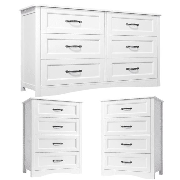 4 Pcs Bedroom Set，6 Drawer Dresser and Nightstand Sets for Bedroom ...