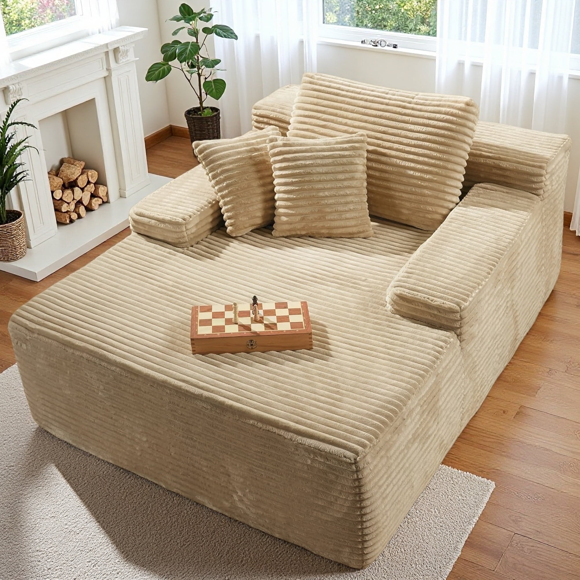 Lofka 68.5'' Oversized Chaise Lounge Chair Indoor, No Assembly Required ...