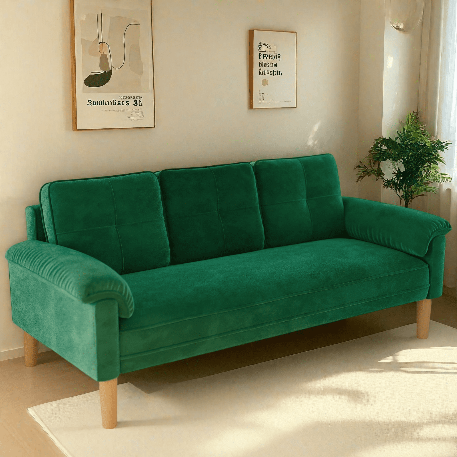 Lofka 69" Modern Small Velvet Sofa, Couch with Comfy Backrest and Soft ...