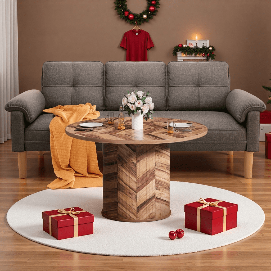 Lofka 69" Small Modern Sofa with Round Storage Coffee Table(Sliding ...