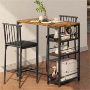 Costway 3 Piece Counter Height Dining Bar Table Set w/2 Stools&3 ...