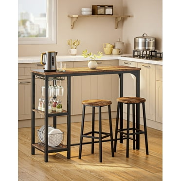 Lofka Retro Style Bar Dining Table Set with Storage, Kitchen Room ...