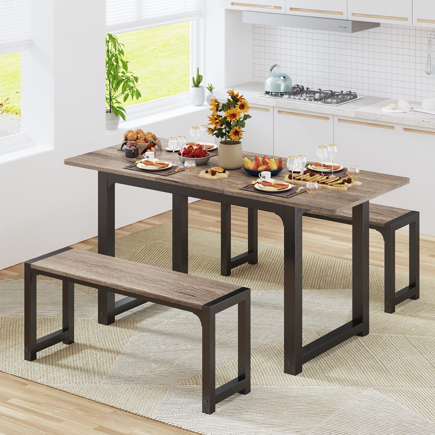 Lofka Dining Room Table Set for 4 ,Modern Extendable Kitchen Table set ...