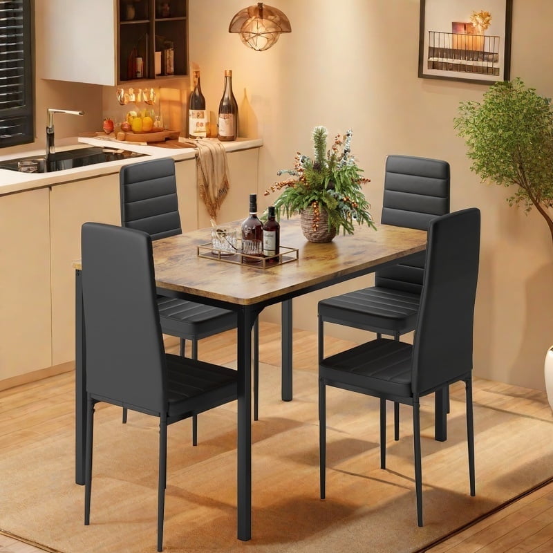Lofka Dining Table Set for 4 with 1 Table & 4 Chairs, Modern Small ...