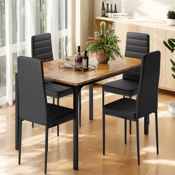 Lofka Dining Table Set for 4 with 1 Table & 4 Chairs, Modern Small ...