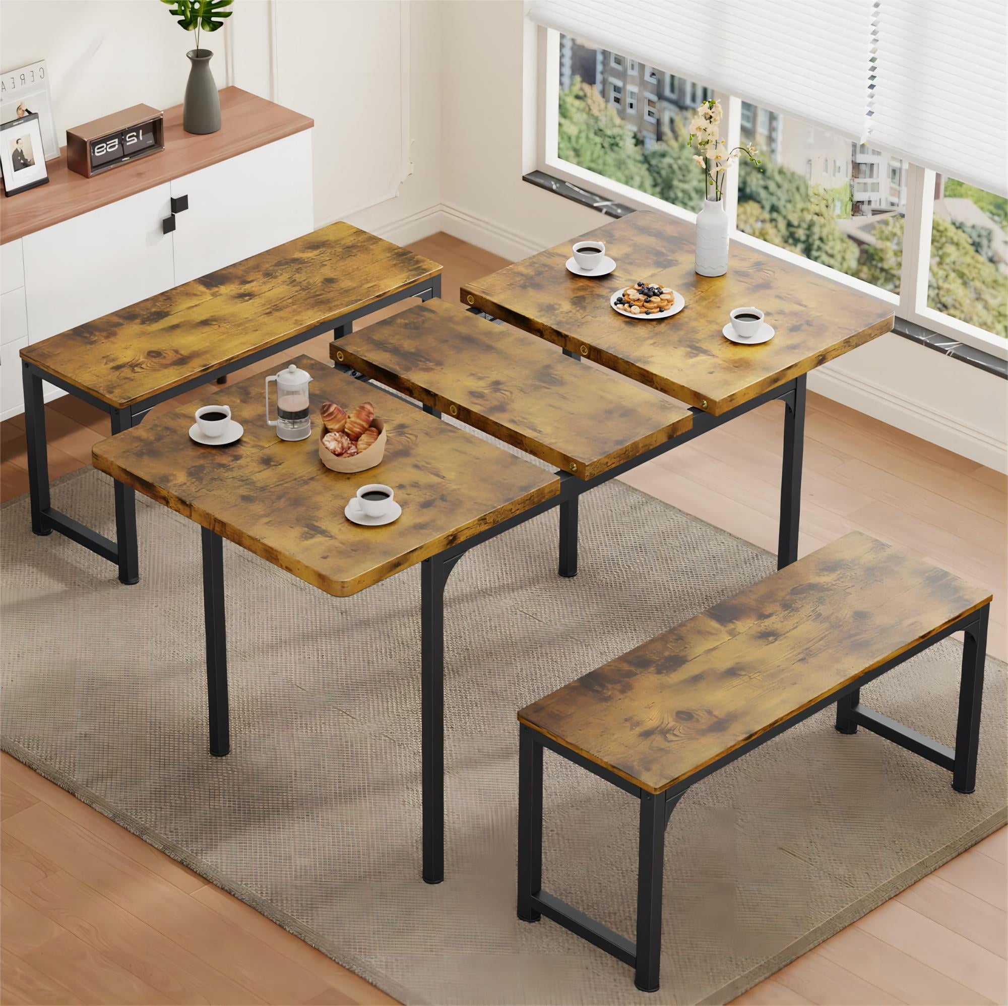 Lofka Extendable Dining Table Set for 4 to 6, Modern Kitchen Table for ...