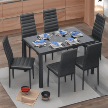 Leviton Antique Black Finished Wood Dining Set, Table with Six Chairs ...