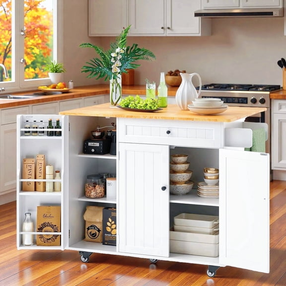 Mintazer Kitchen Island with Storage Rolling Kitchen Island Cart with ...