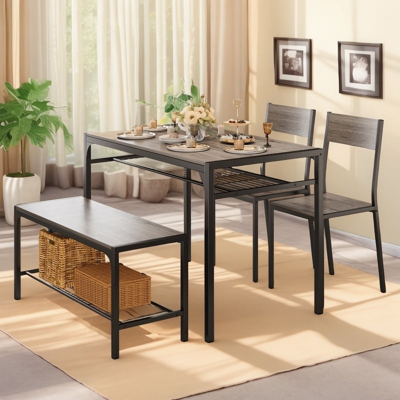 Lofka Dining Table Set for 4, Kitchen Table and Chairs Set with Bench ...