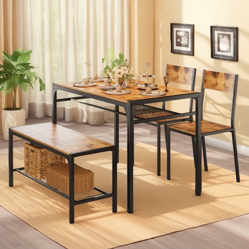 Lofka Dining Table Set for 4, Kitchen Table and Chairs Set with Bench ...