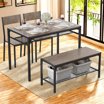 Gymax 4-Piece Kitchen Furniture Set - Rustic Rectangular Dining Table ...