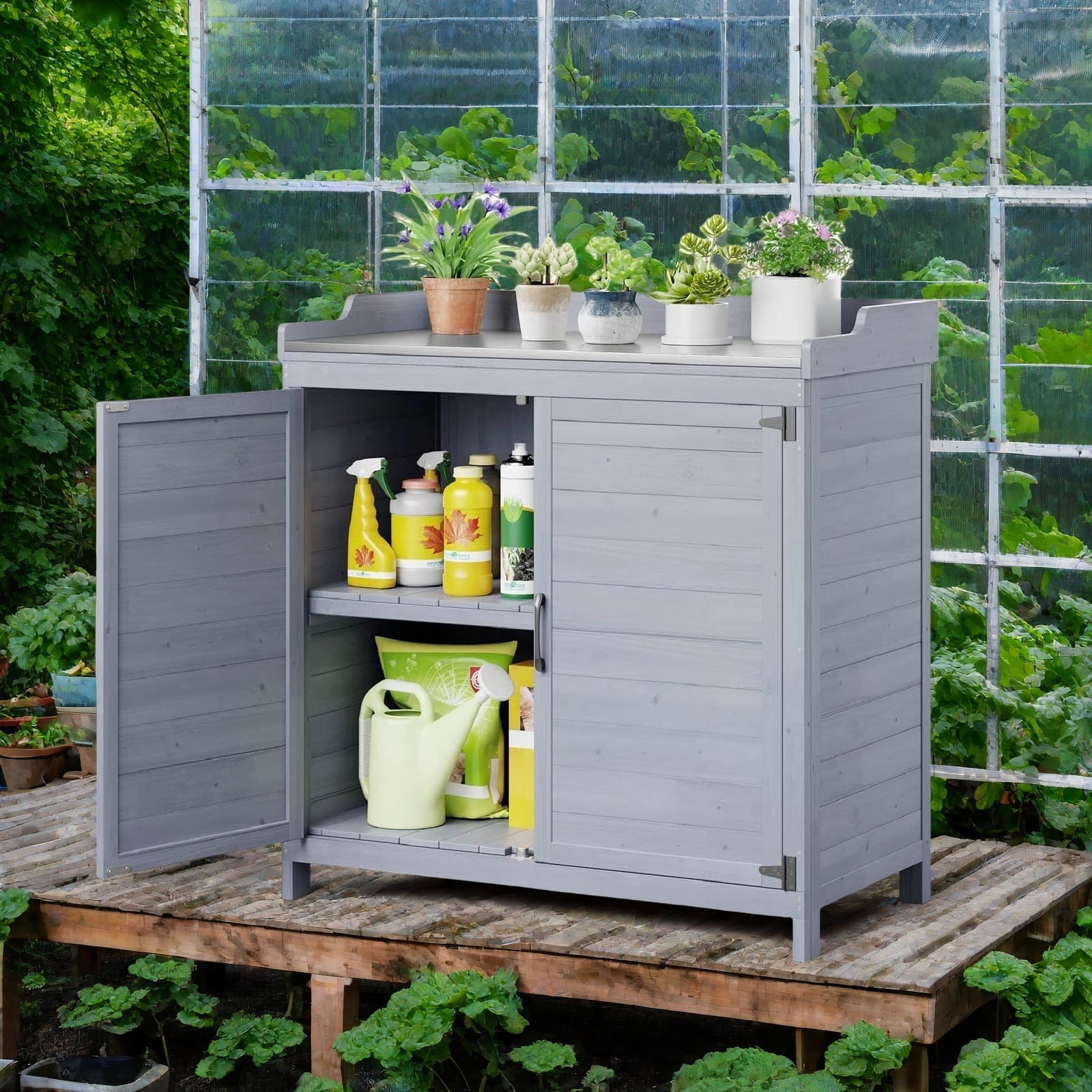 Lofka DIY Outdoor Garden Patio Wood Storage Cabinet & Backyard ...