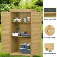 "Mcombo 63"" Vertical Wood Outdoor Storage Cabinet with Tall Shelves ...