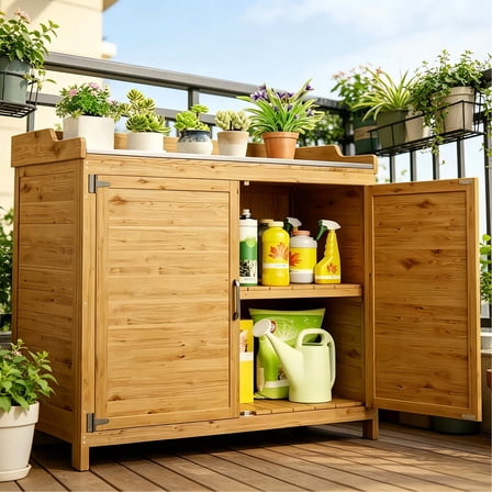 Deluxe Potting Bench with Cabinet - Walmart.com
