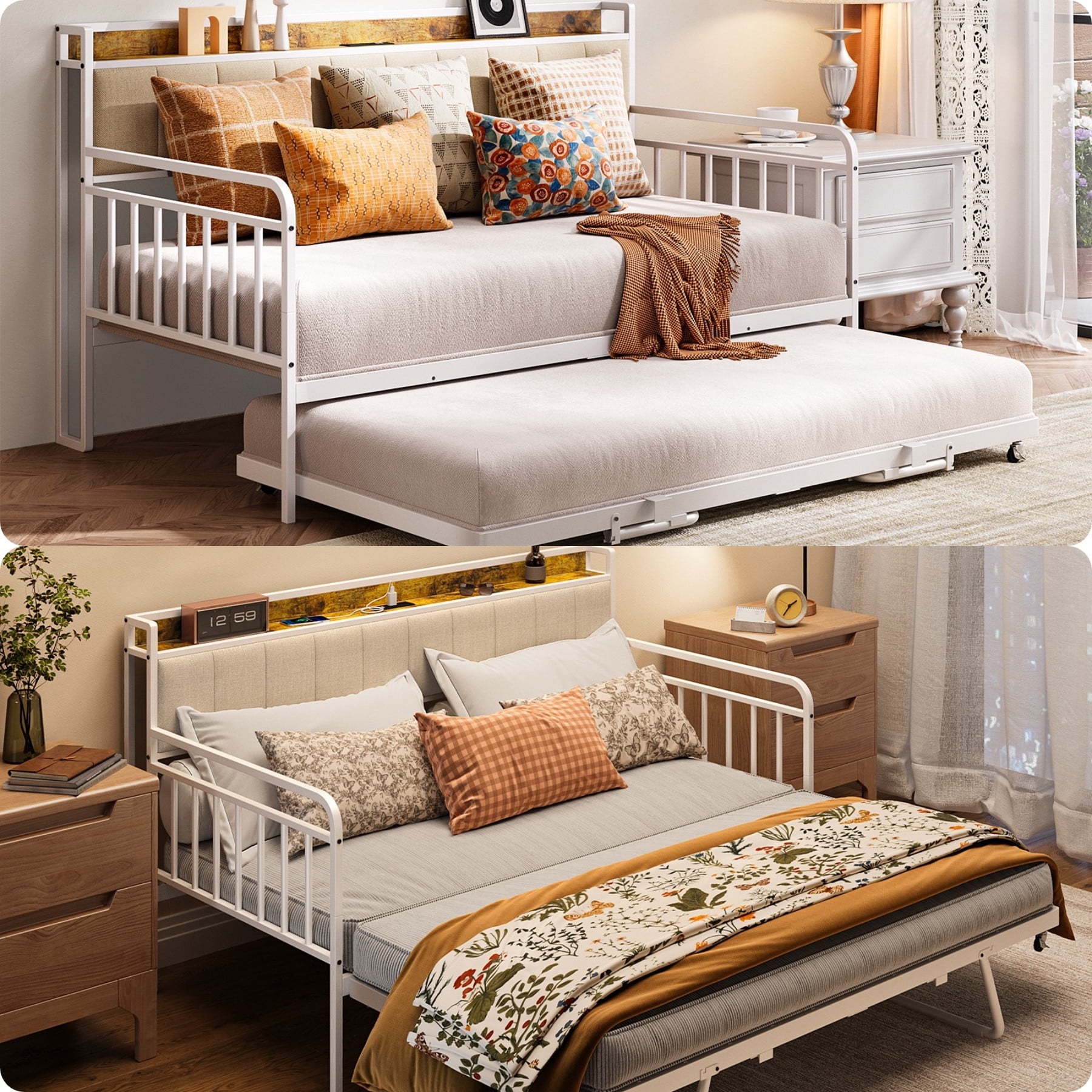 Lofka Modern Minimalist Queen Bed Frame, Wooden Platform with ...