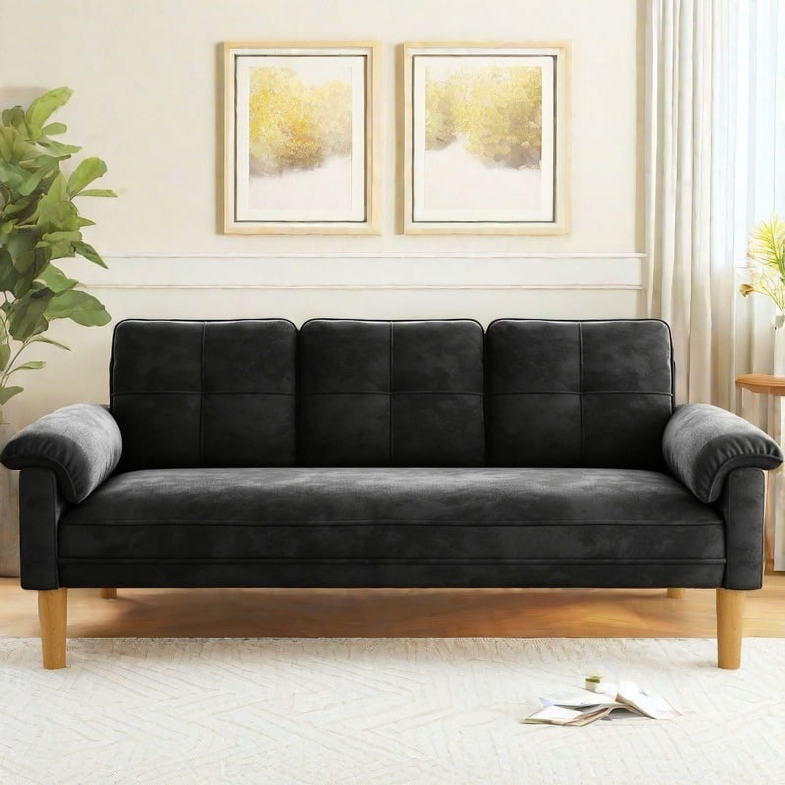 Lofka 69'' Sofa Couch for Living Room, Comfy Velvet Loveseat Sofa ...