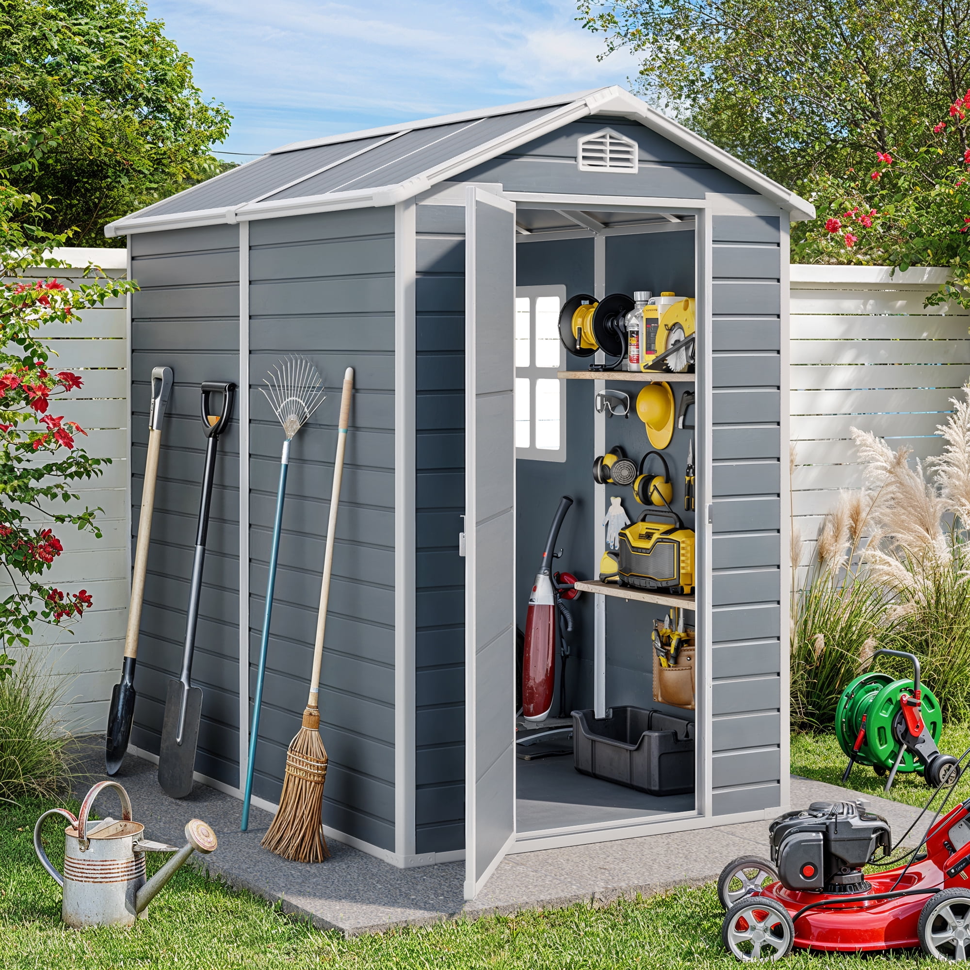 Lofka Storage Shed Resin,6x4 FT Small Outdoor Sheds with Floor for ...