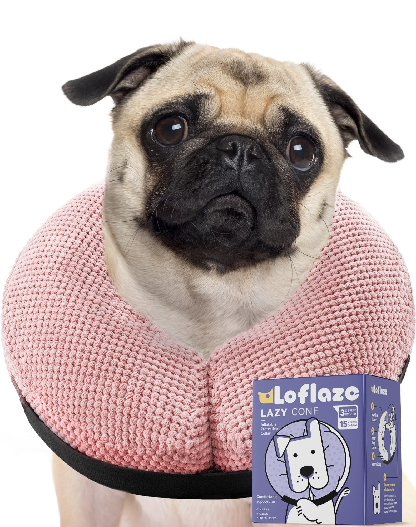 Loflaze Soft Inflatable Dog Cone Collar for Large Medium Small Dogs ...