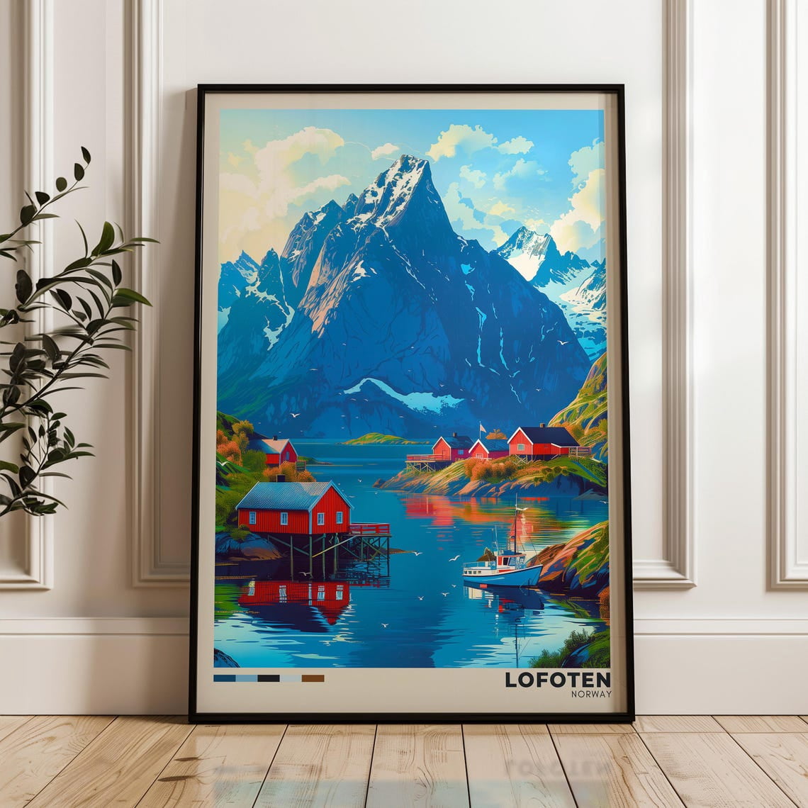 Lofoten Travel Poster - Norway Wall Art Print, Illustration Poster ...