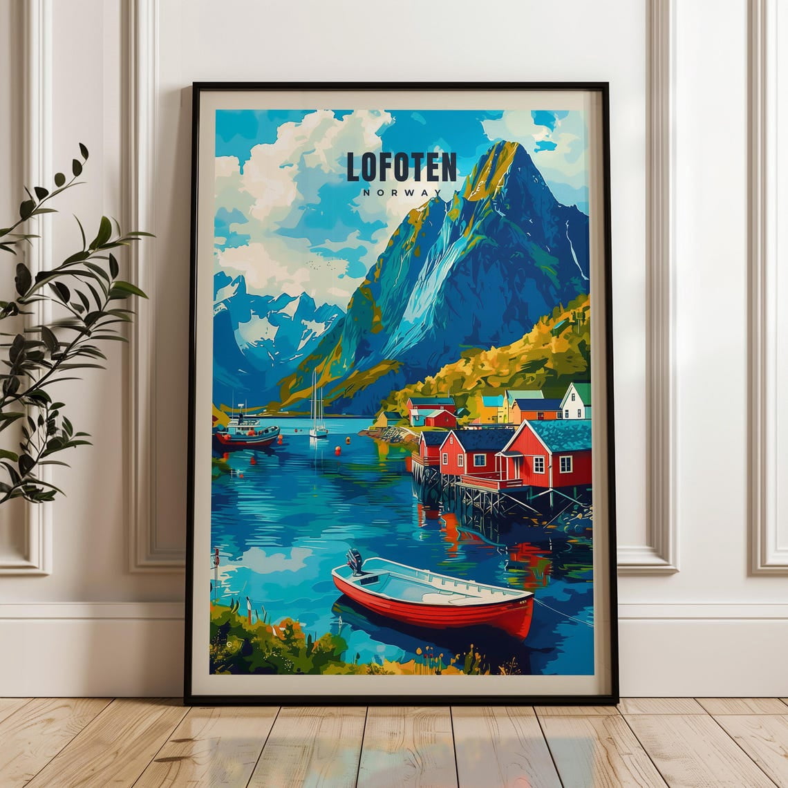 Lofoten Travel Poster - Norway Wall Art Print, Illustration Poster ...