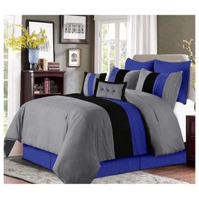 Chezmoi Collection Modern Luxury Pleated Striped Comforter Set, Queen ...