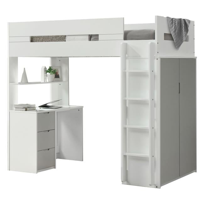 Loft Bed - Laminated Veneer Lumber, White & Gray - Walmart.com