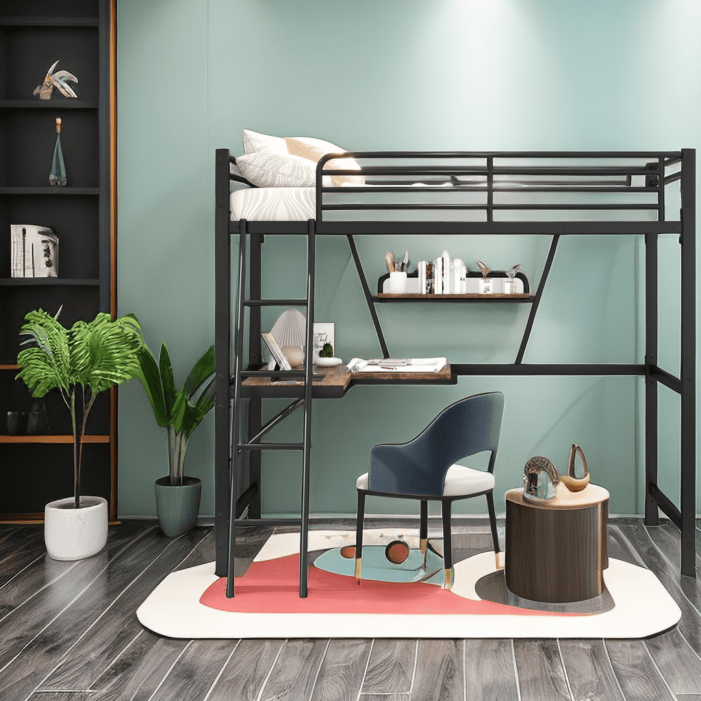 Loft Bed Twin Size with Desk, Twin Loft Bed with 13" High Full Length ...