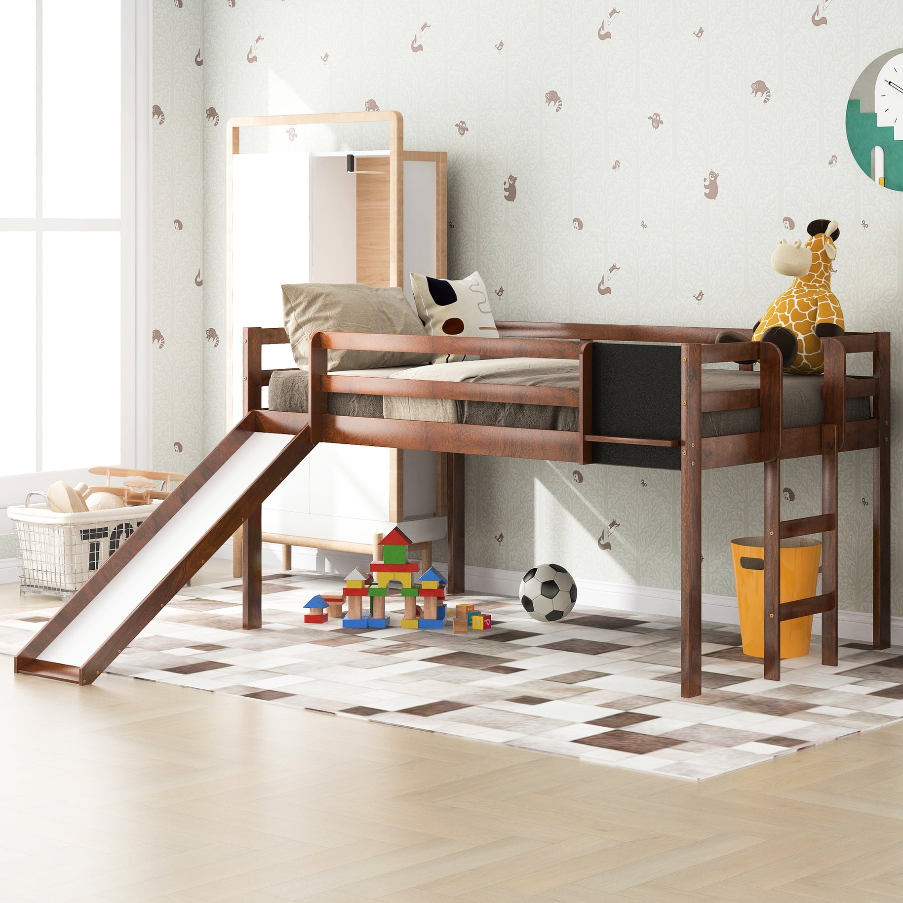 Loft Bed Twin | Slide for Added Fun | Plywood Side Rails for Safety ...