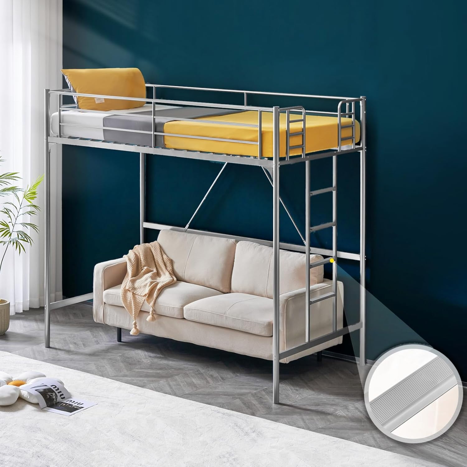 Loft Bed Twin for Kids Loft Bunk Bed Frame with Stairs/ Ladder Rung ...