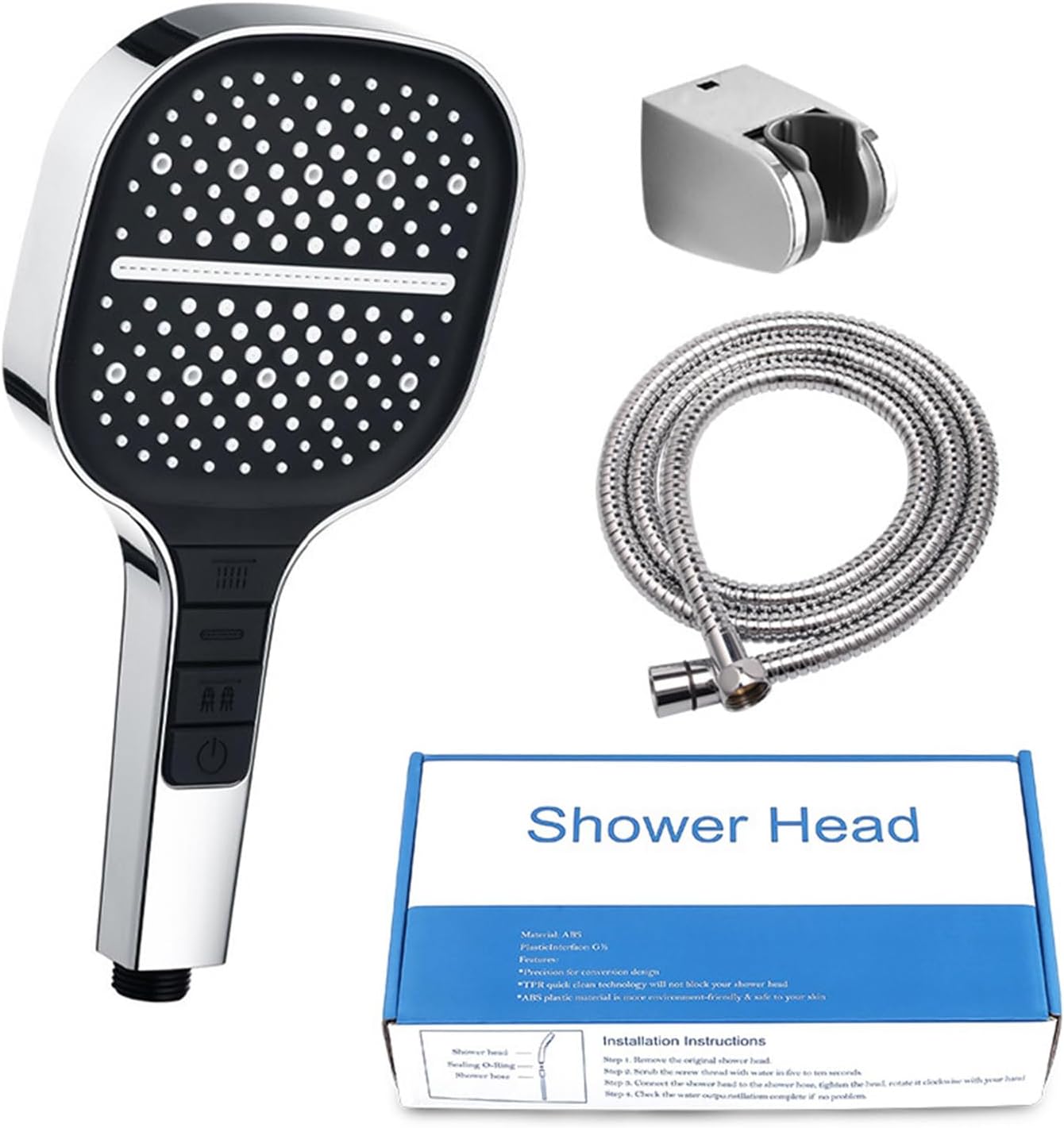 Loft Home Essentials Shower Head Set - Maas & Bath 8-in-1 Chrome Shower ...