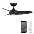 Loft Indoor and Outdoor 3-Blade Smart Ceiling Fan 38in Matte Black with ...