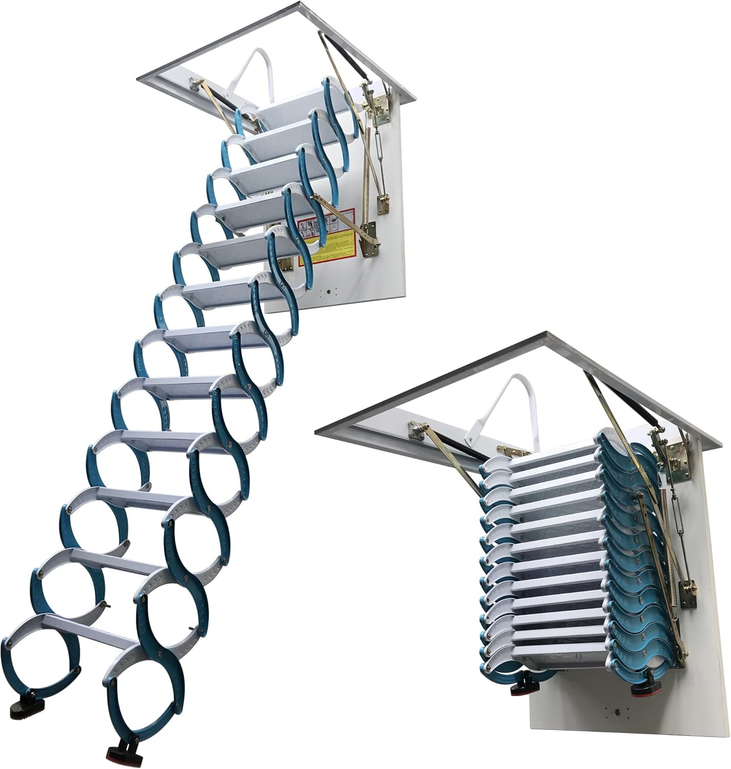 Loft Ladder Stairs Blue Folding Retractable Carbon Steel Pull down ...