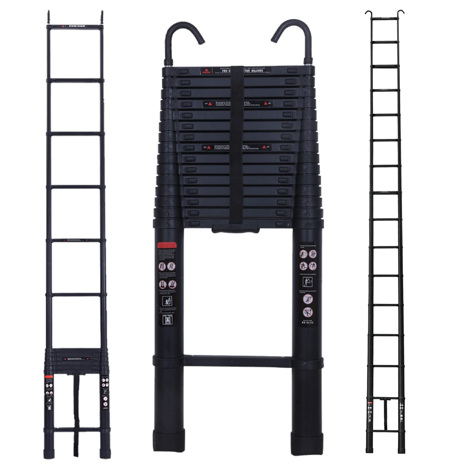 Loft Ladder Telescopic Ladder 6.2M Multi-Purpose Folding Aluminium ...