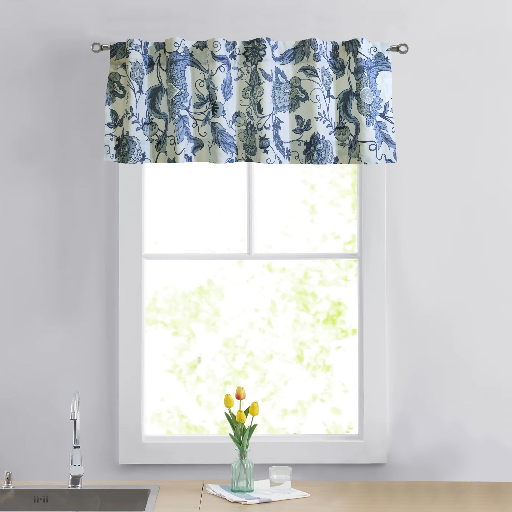 Loft Living Janet Light Filtering Valance - Blue - Walmart.com