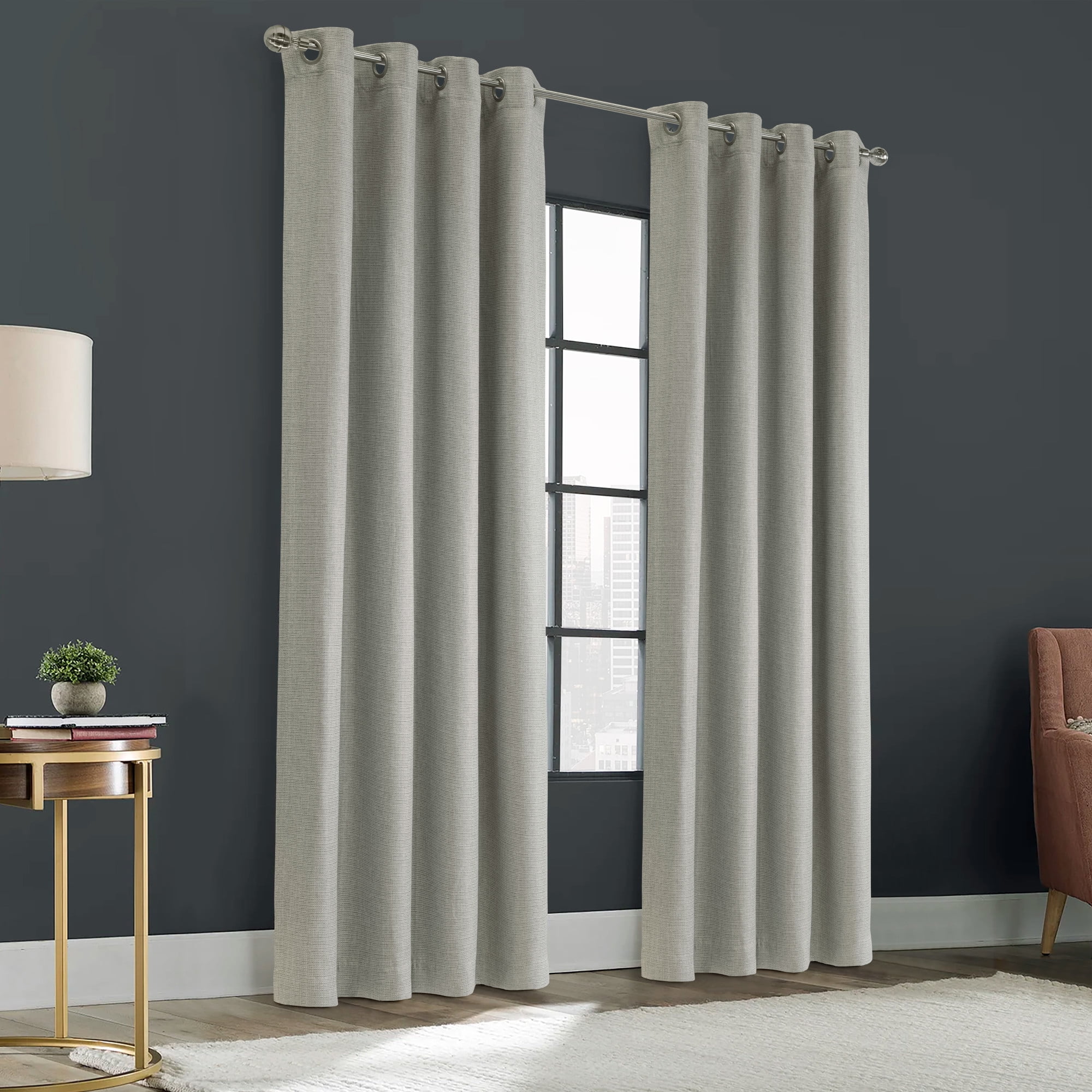 Loft Living Zora Room Darkening Grommet Indoor Curtain 52 x 63 in Grey ...