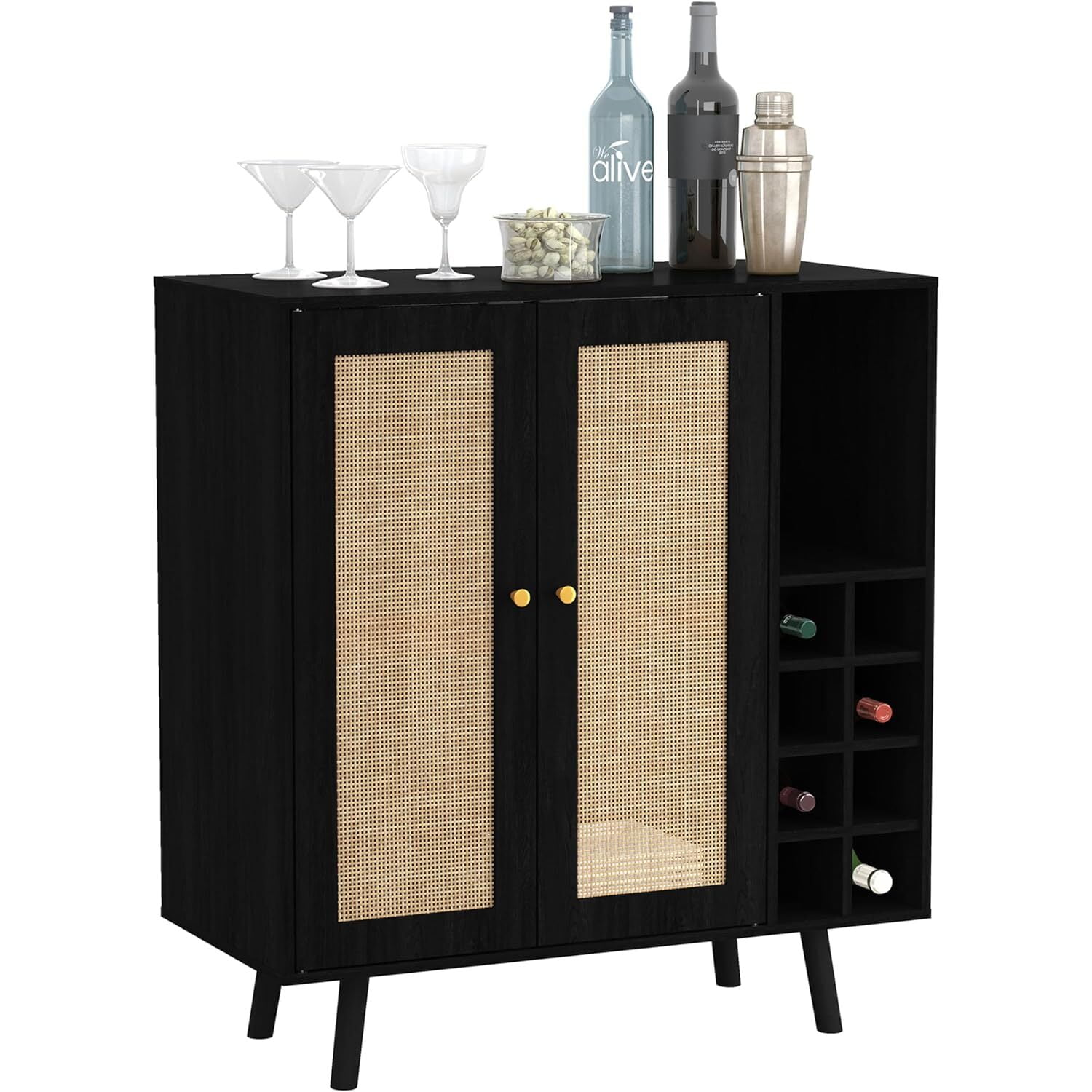 Loft & Luv Coda Accent Wine Cabinet, Coffee Bar Cabinet with 2 Door and shelf, Wine Storage Rack ...