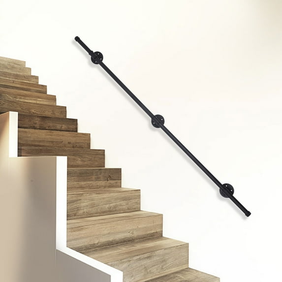 Flkoendmall Loft Pipe Handrail, Wall-Mounted Stair Railing, Matte Black ...