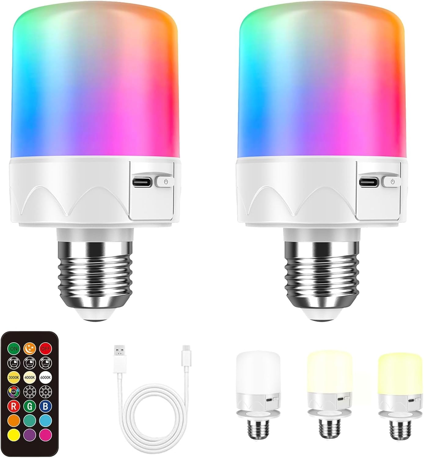 LOFTER-PRO 2 Pack Rechargeable LED Bulb with Remote & Timer, Magnetic ...