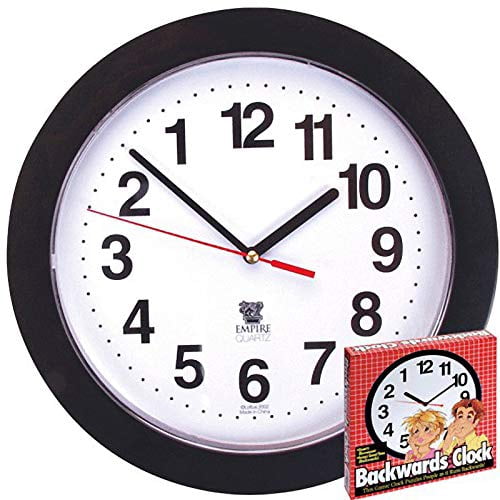 Loftus Black Backwards Clock, Runs Counterclockwise and Reverse ...