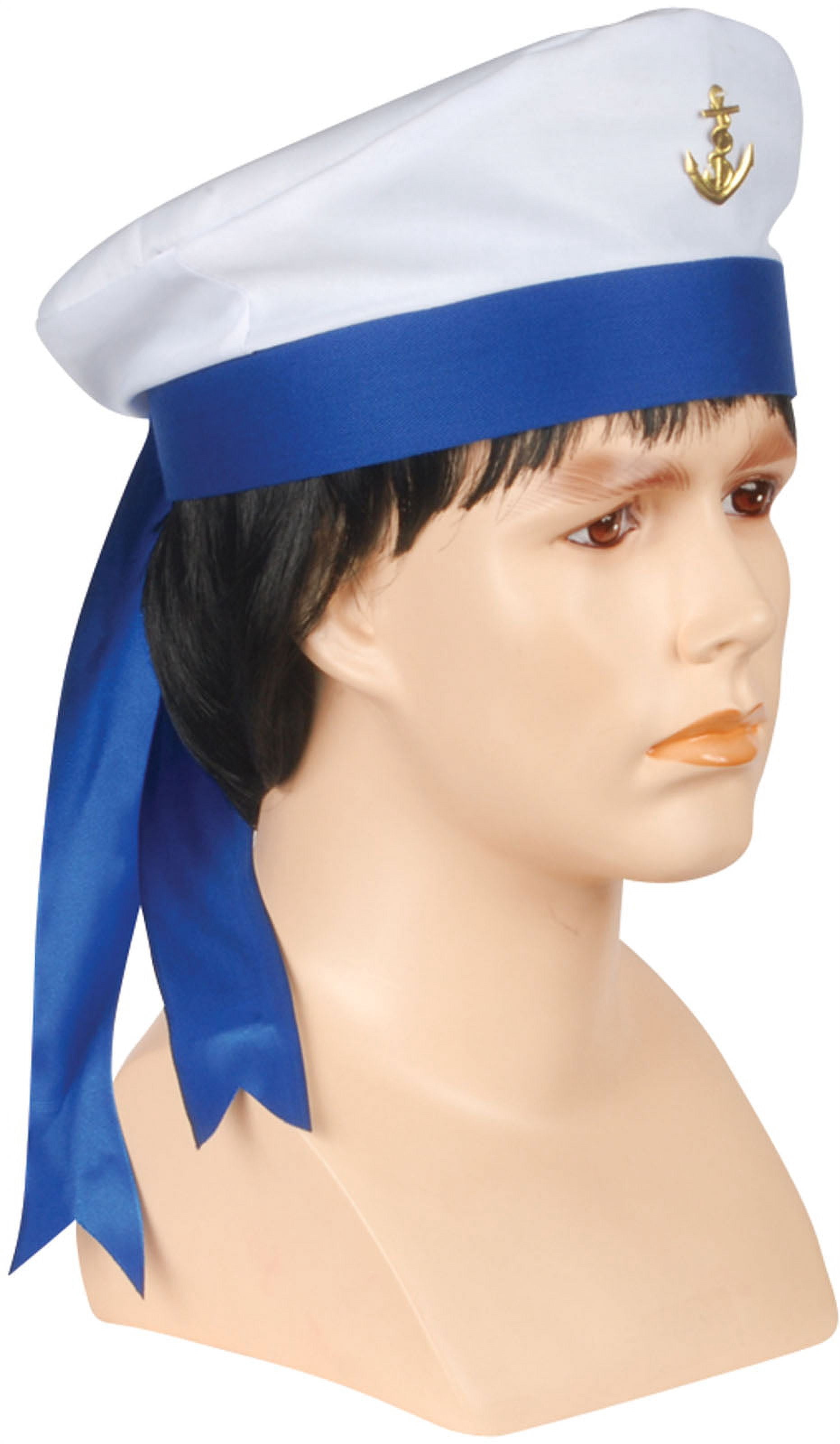 Loftus Navy Captain Sailor Cap With Ribbon Costume Hat, White, One Size ...