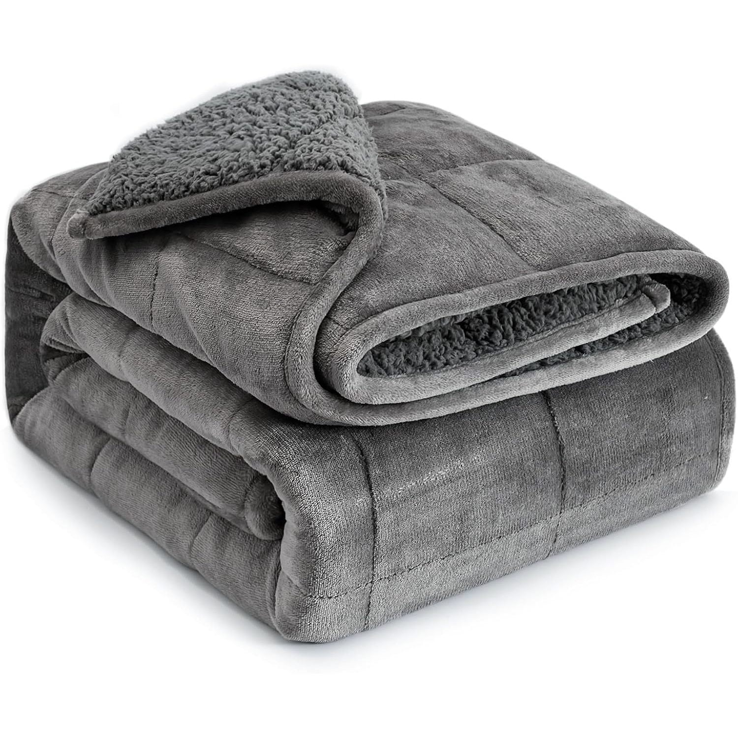 Lofus Sherpa Fleece Weighted Blanket 15 lbs Heavy Blanket with Soft ...
